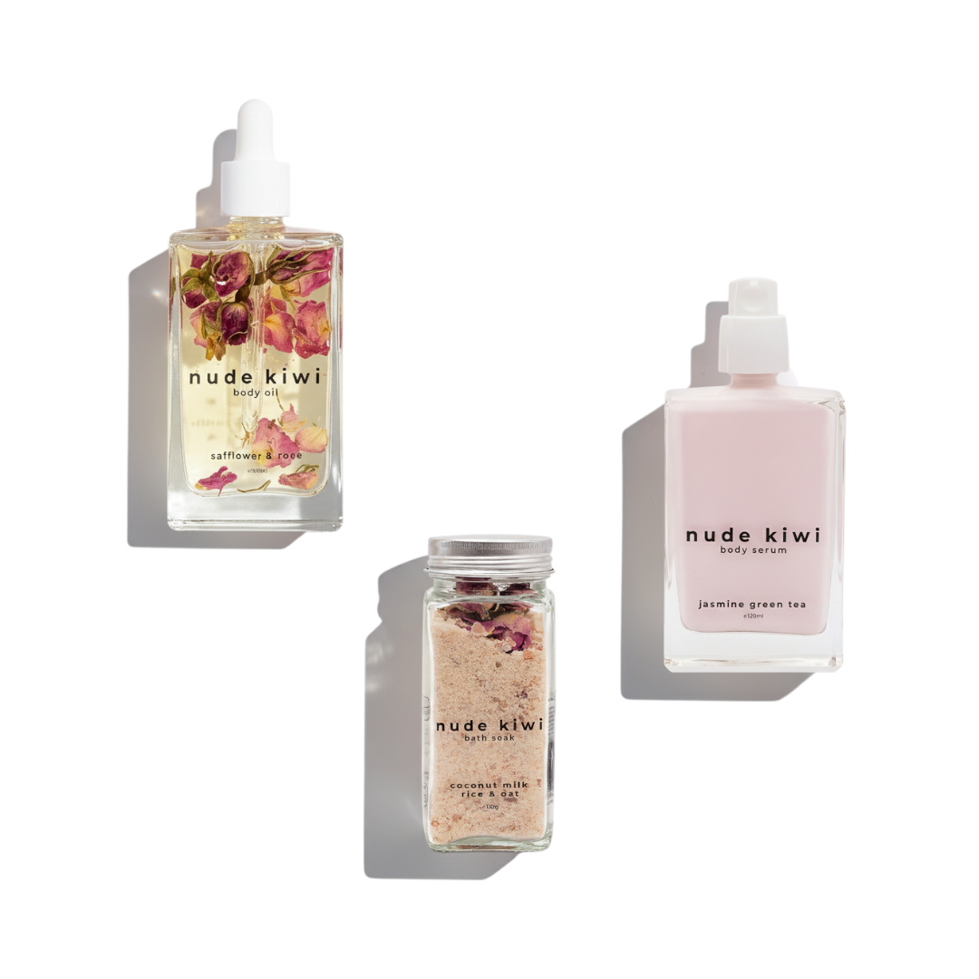 Luxury Bodycare Gift Set – Hydrating Bath, Oil & Serum Trio | Soothe ...